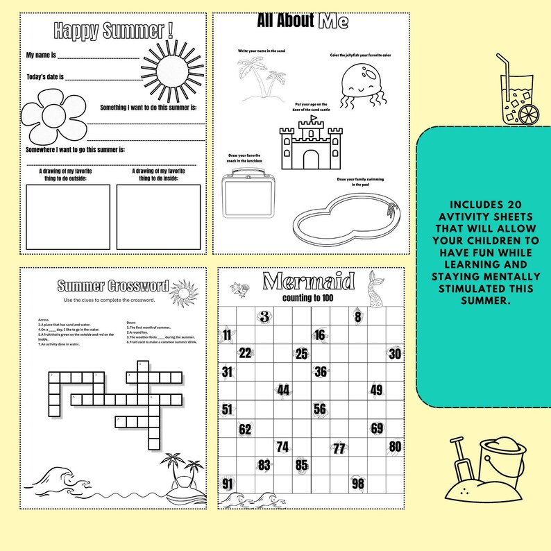 Summer Activity Worksheets for Children | Learning and Fun Summer ...