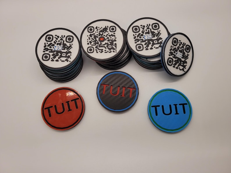 20 Personalized 3D Printed Round TUIT Tokens: Custom QR Code, Logo - Etsy