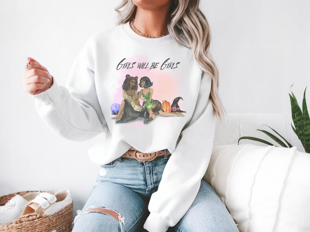 Vintage Girls Will Be Girls Witch Sweater, Vintage Witch Sweater, Retro ...