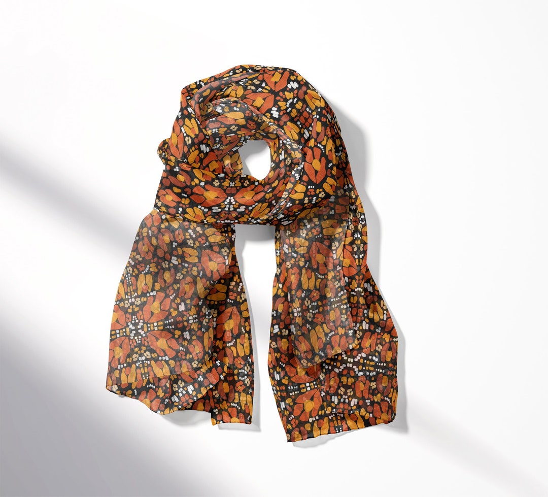 Monarch Butterfly Scarf, Animal Print Tile Pattern, Lightweight Fabric ...