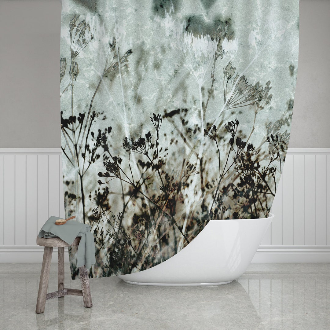 Queen Anne's Lace Fabric Shower Curtain, Botanical Bath Decor - Etsy