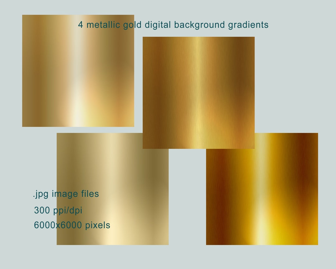 Gold Gradient Backgrounds, Metallic Texture Overlays (digital Download ...