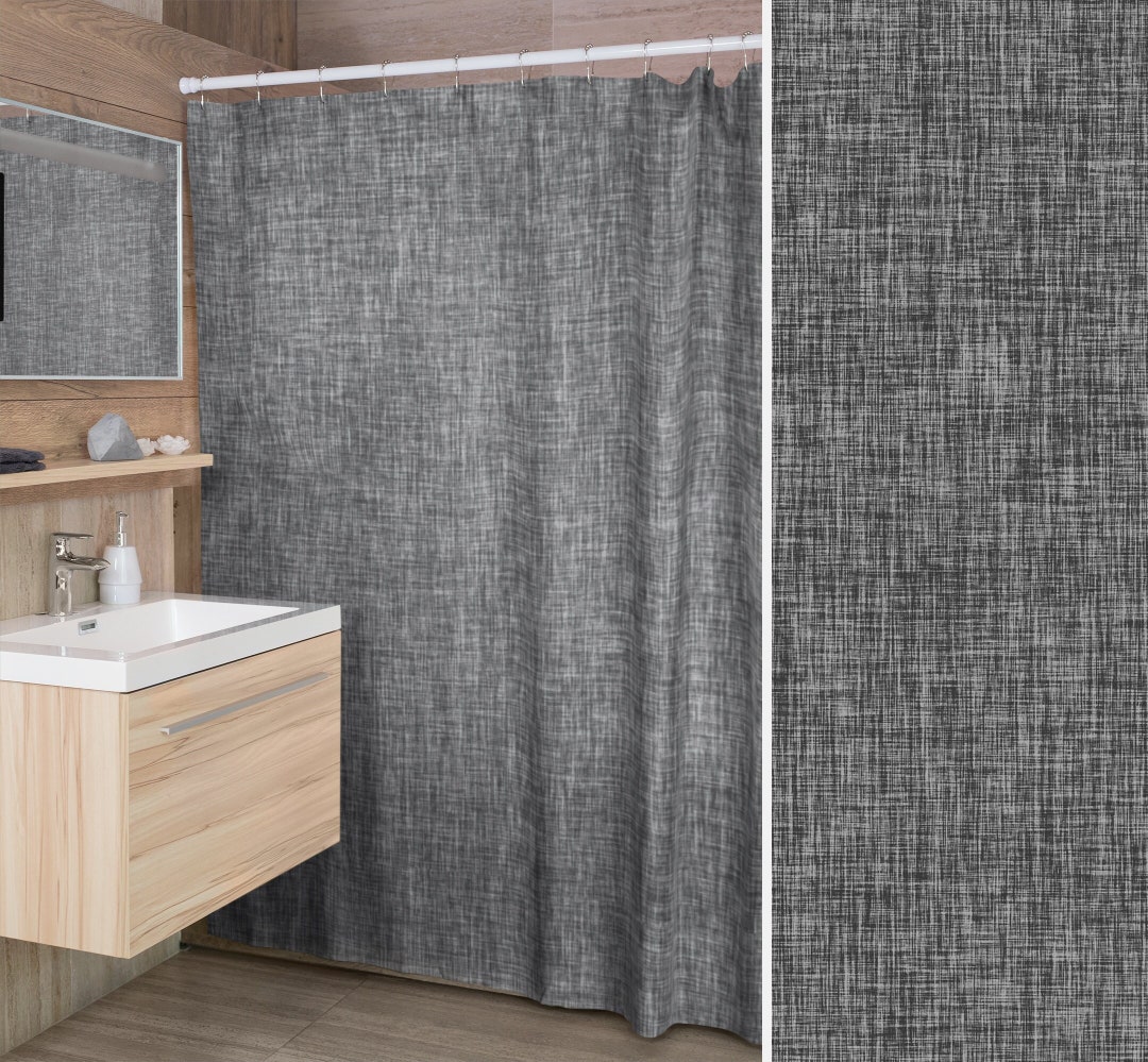 Grey Shower Curtain Polyester Fabric, Modern Abstract Crosshatch Print ...