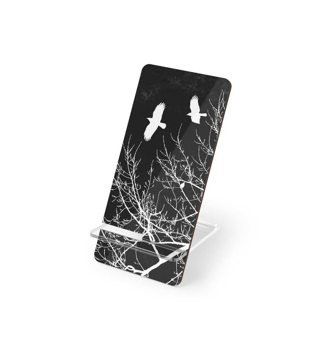 Crows Trees Graphic Phone Stand, Mobile Prop up Display for Smartphones ...