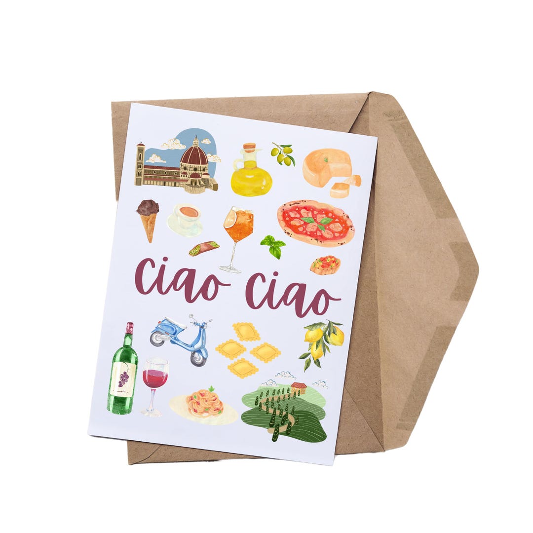 Italian-themed Greeting Card With Envelope - Etsy