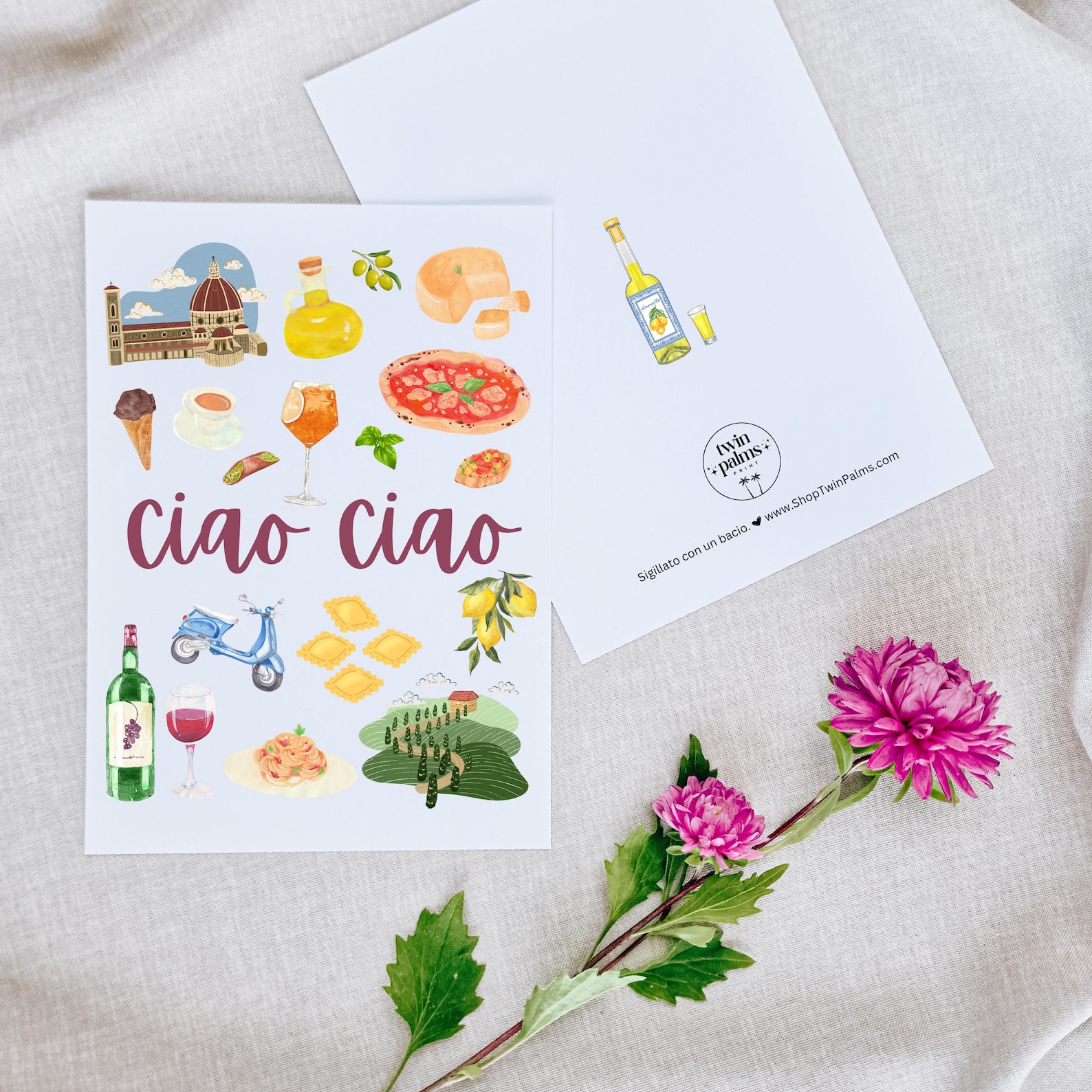 Italian-themed Greeting Card With Envelope - Etsy