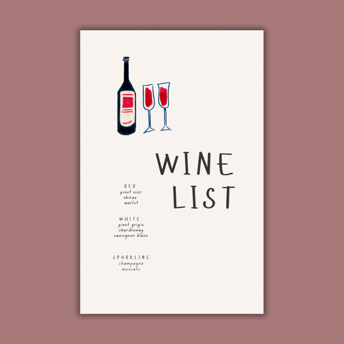 Wine List, Template, Digital Download, Digital Template, Menu - Etsy