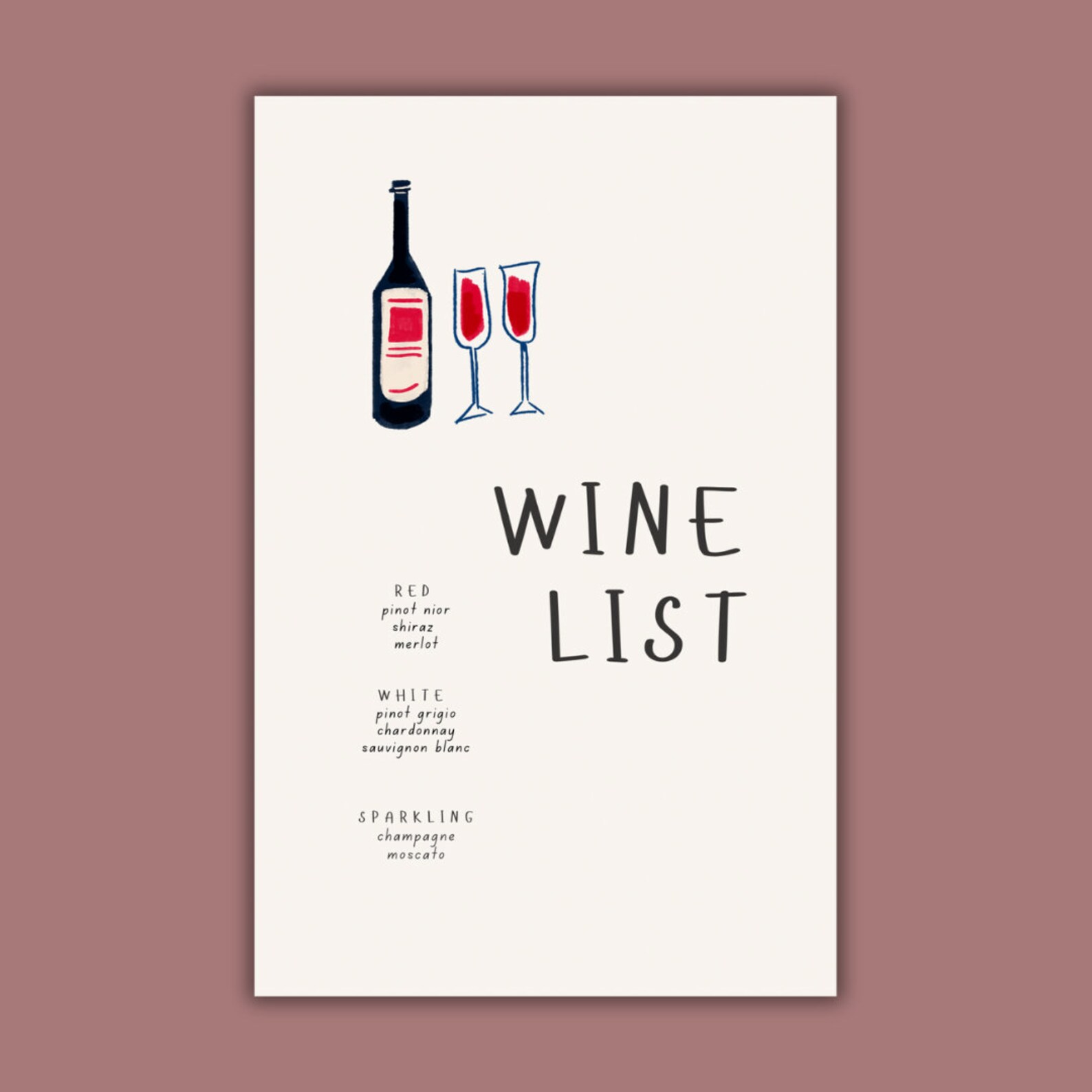 Wine List, Template, Digital Download, Digital Template, Menu - Etsy
