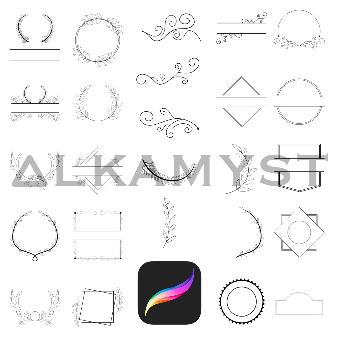 25 Template Procreate Brushes Logo Crest Monogram | Tracker Journal ...