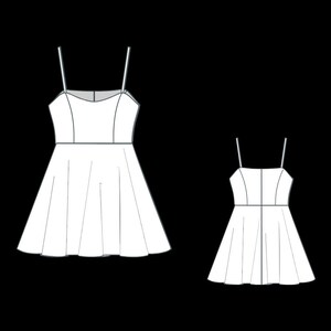 Sweetheart Mini Dress Sewing Pattern: Full Circle Skirt (PDF Pattern ...