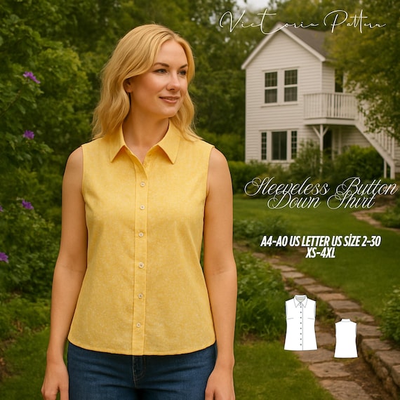 Sleeveless Button Down Shirt Pattern