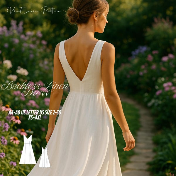 Backless Dress Pattern - Etsy