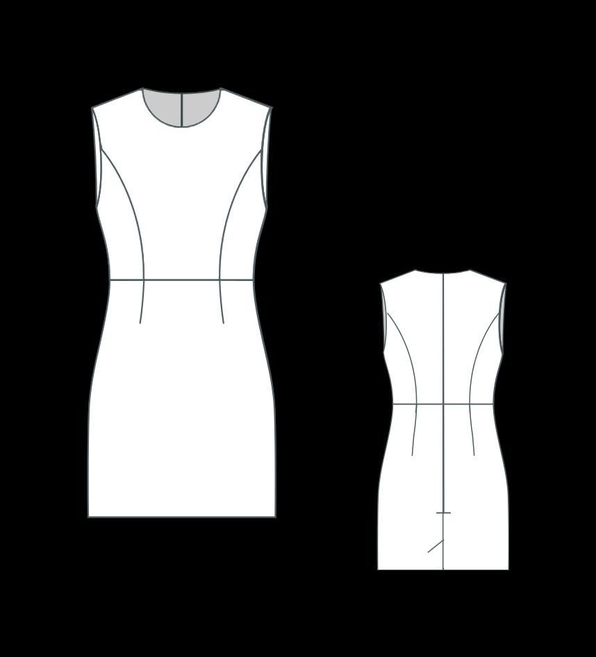 Fitted Sleeveless Sheath Dress Sewing Pattern: Minimalist Bodycon (PDF ...