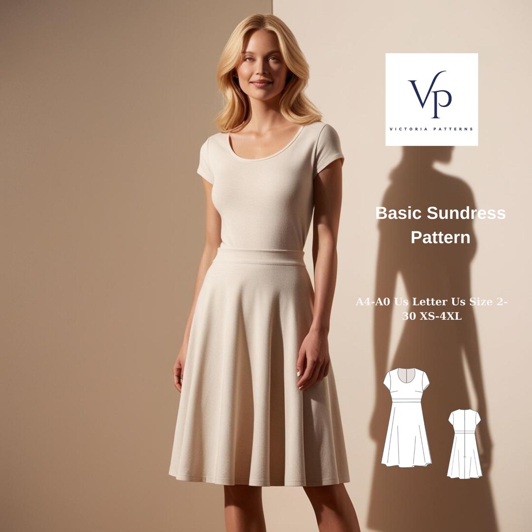 Basic Sundress Sewing Pattern, Casual Dress Pattern, Circle Dress ...