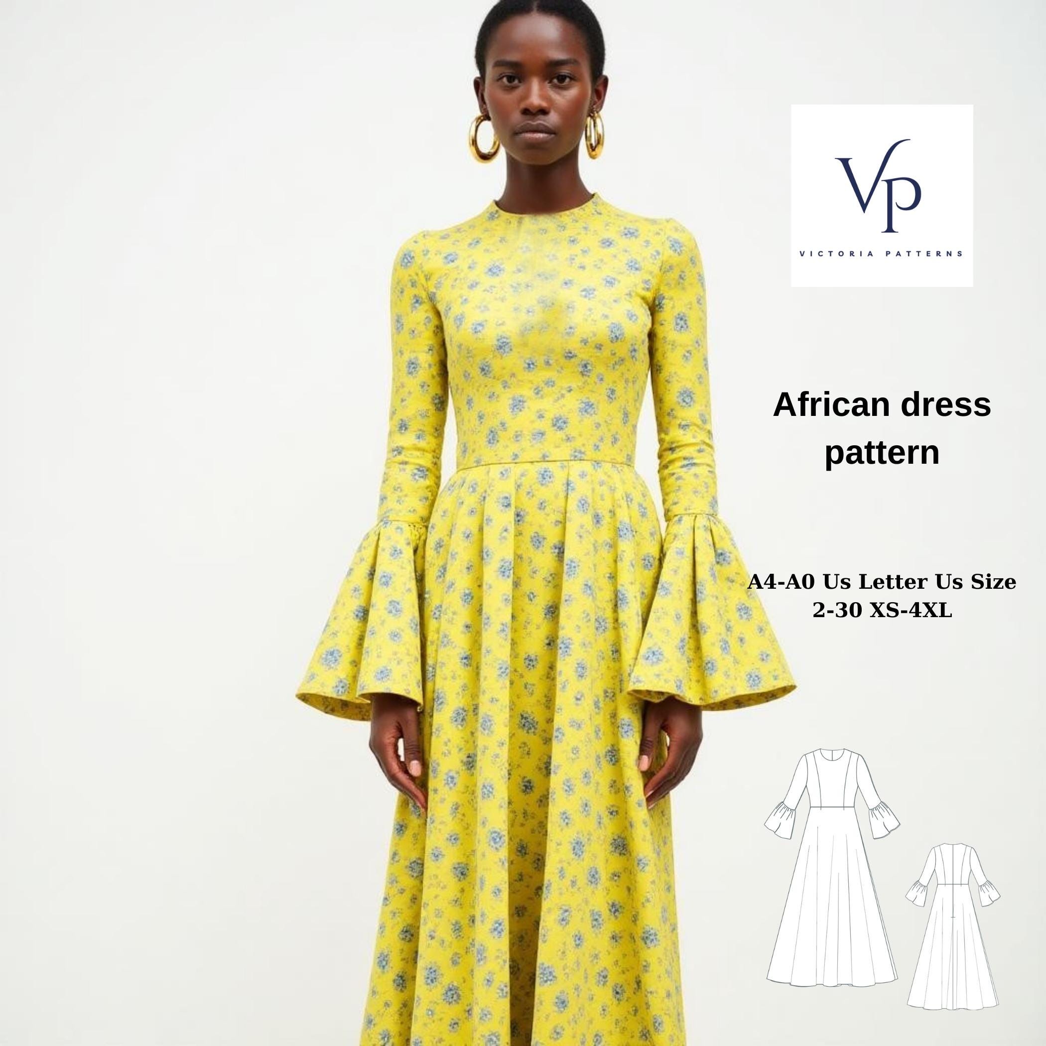 African Dress Sewing Pattern, African Ankara Dress, Traditional African ...