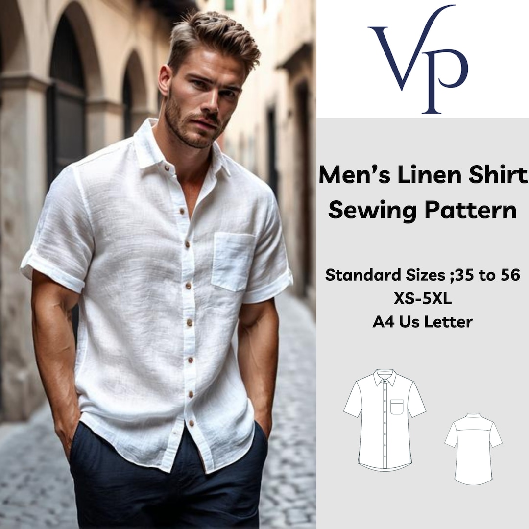 Relaxed Fit Linen Shirt Sewing Pattern Shirt Pattern For Men Button