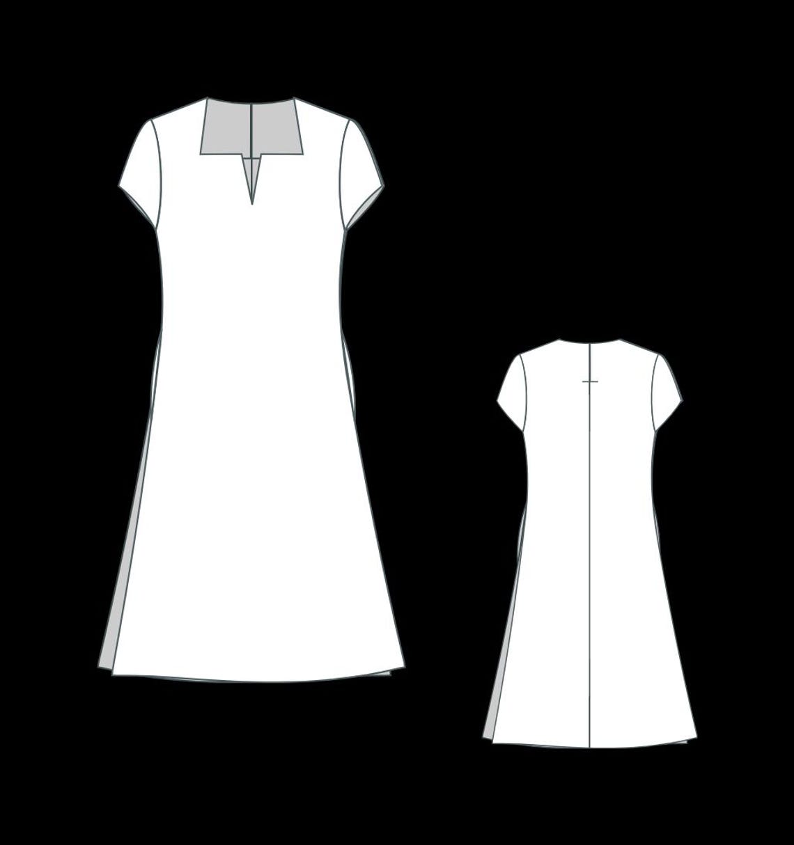 Linen Shift Dress Sewing Pattern, A-line Midi, Short Sleeve, Pockets ...