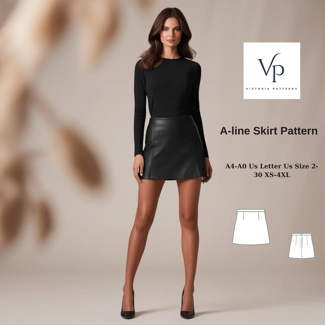 A Line Mini Skirt Sewing Pattern, Leather Skirt, Basic Skirt, Mini ...