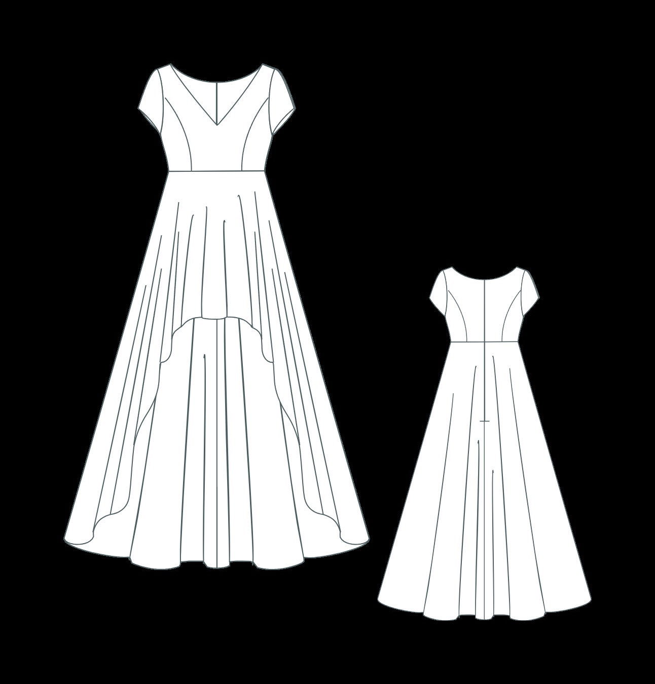 High-low Bridal Gown Sewing Pattern, V Neck Bridal Gown, Wedding Dress ...