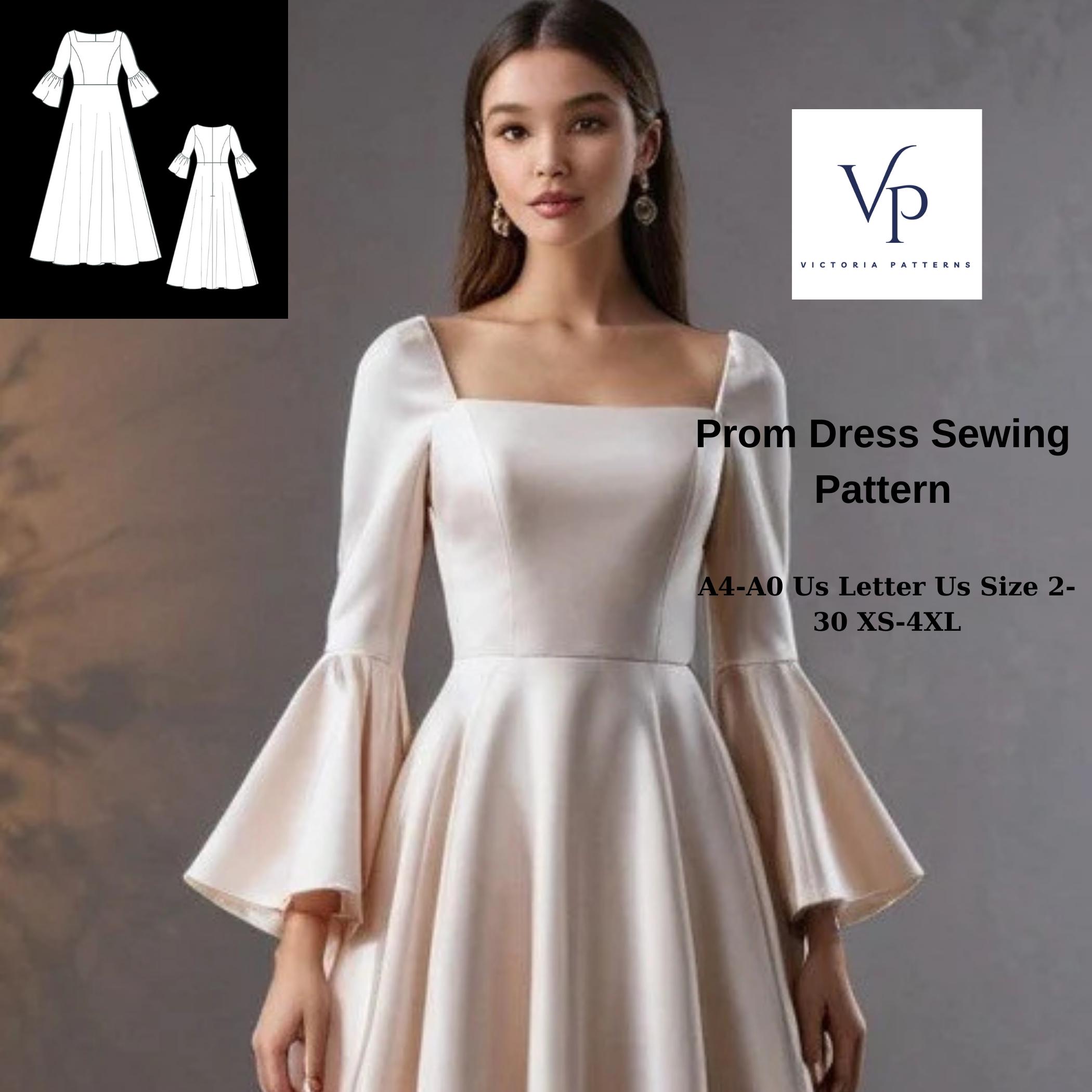 Prom Dress Sewing Pattern, Cocktail Dress, Evening Gown, Ball Gown ...