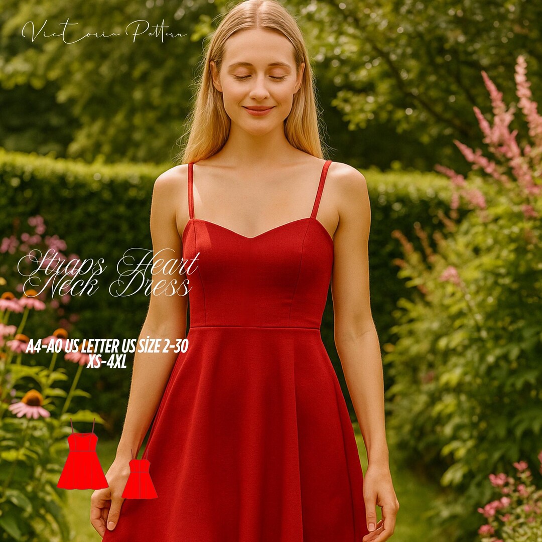 Sweetheart Mini Dress Sewing Pattern: Full Circle Skirt (PDF Pattern ...
