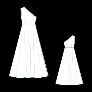 One Shoulder Bridal Gown Sewing Pattern, Wedding Dress Pattern, Bridal ...