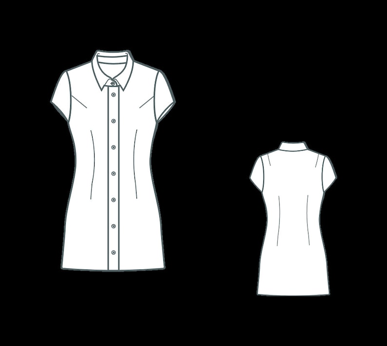 Button Down Summer Dress Sewing Pattern, Button Front Dress, Million ...