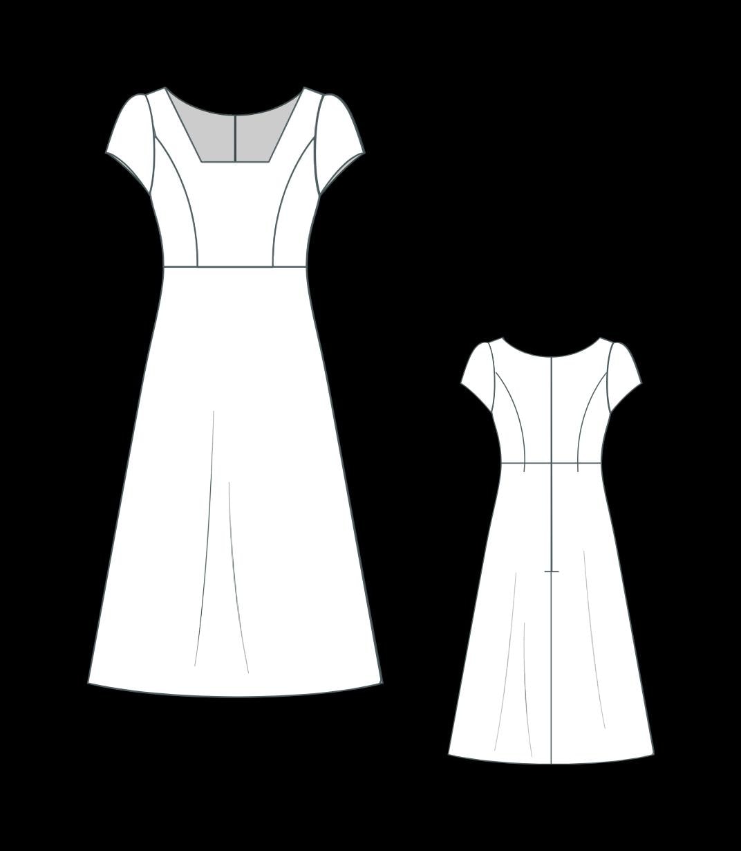 Fit and Flare Midi Dress Sewing Pattern: Princess Seam, XS-4XL (digital ...
