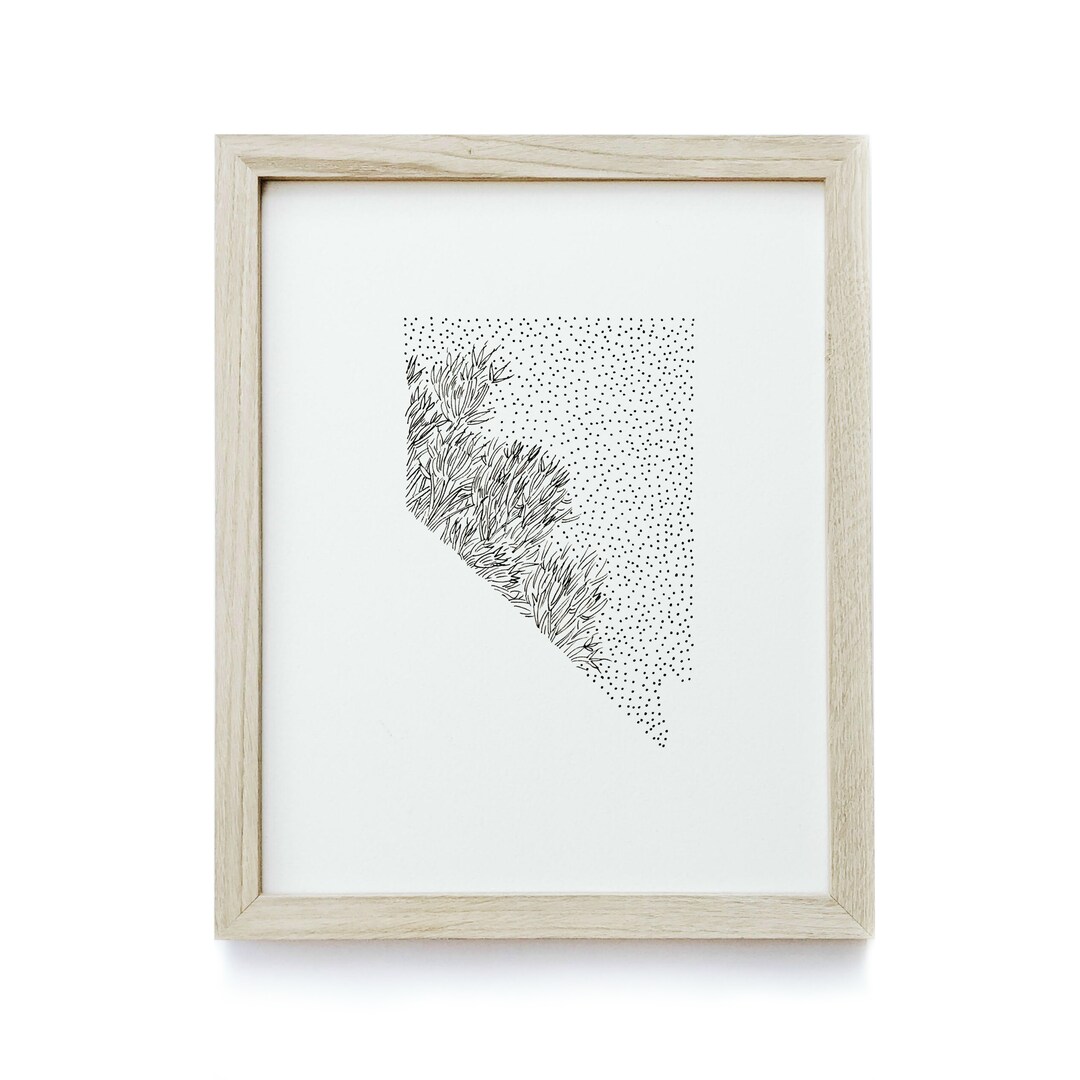 Nevada + Sagebrush - Minimal State Flower Drawing - Digital Art ...