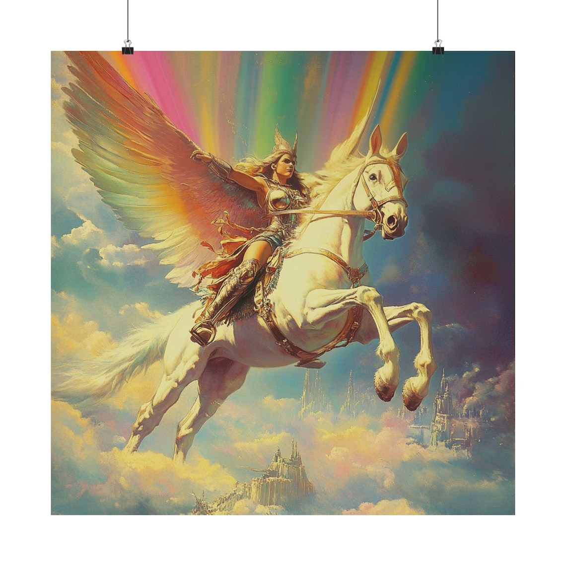 Valkyrie Over Asgard - Mythical Poster - Etsy