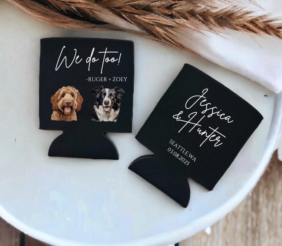 Wedding Koozie Party Favors With Dogs Can Cooler - Etsy