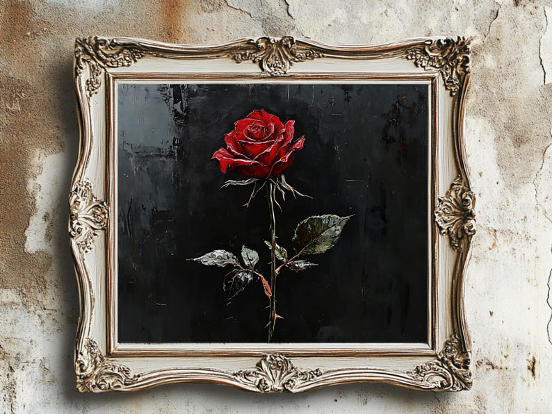 Dark Gothic Red Rose Wall Art, Romantic Valentine’s Day Printable Decor ...