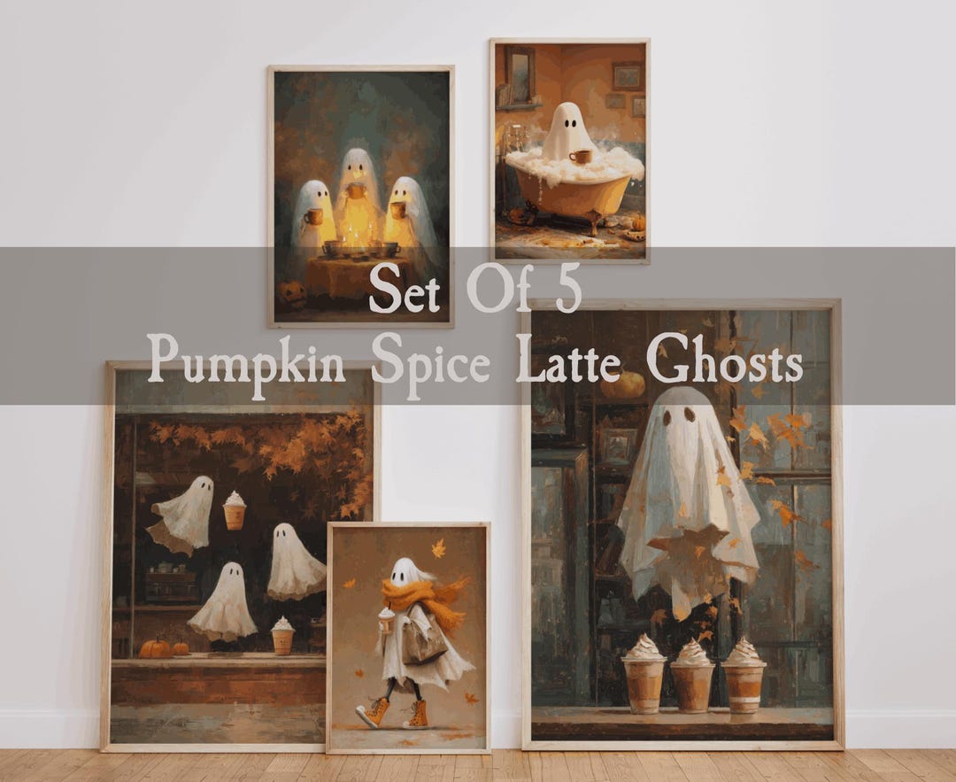 Funny Pumpkin Spice Ghost Prints, Coffee Bar Fall Art (digital Download ...