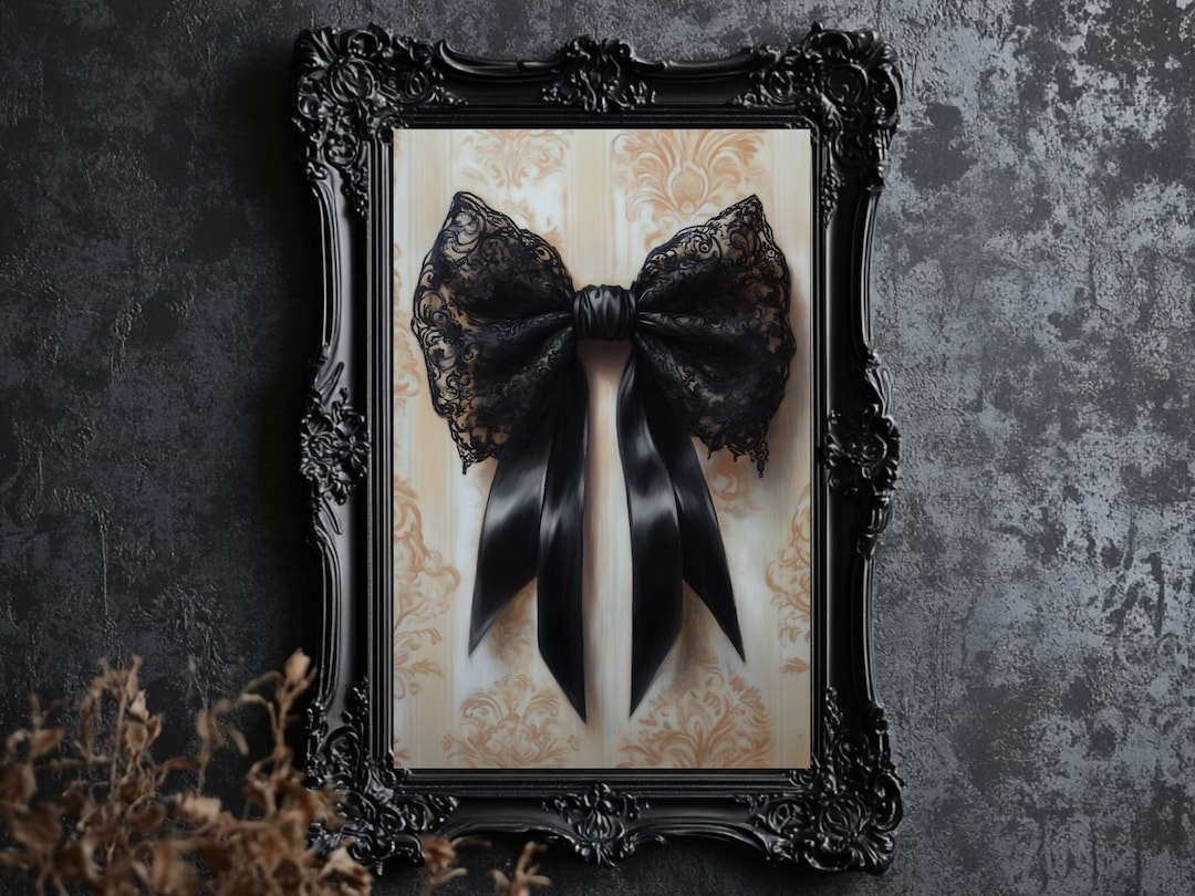 Gothic French Lace Bow Printable Wall Art, Coquette Wall Art, Dark ...