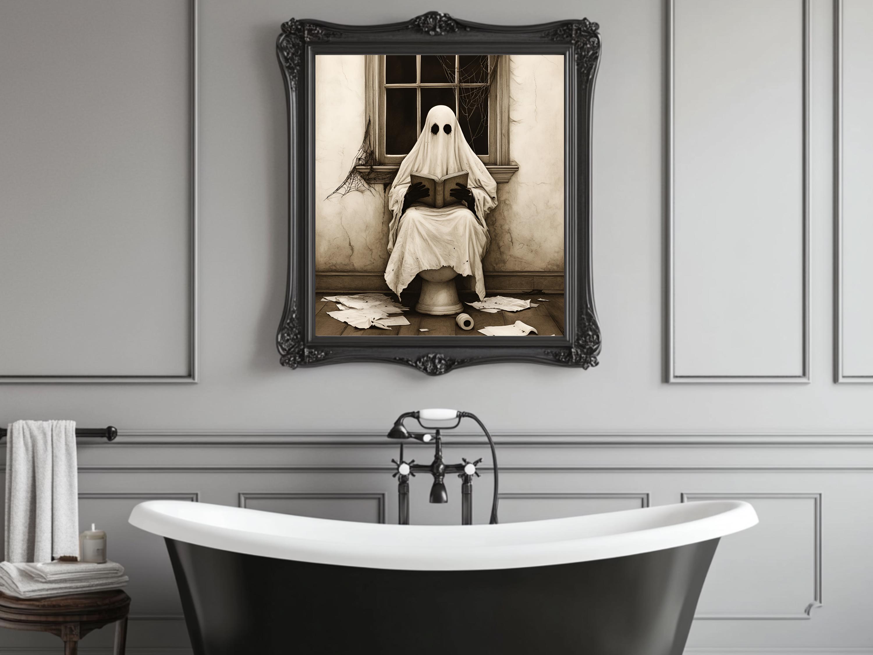 Ghost on Toilet Printable Wall Art, Dark Academia Prints, Gothic Home ...