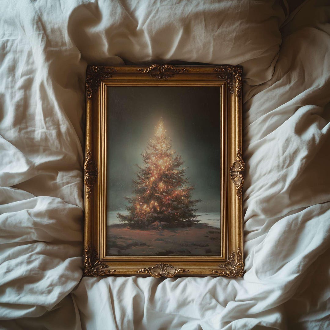 Vintage Glowing Christmas Tree Oil Painting Print (digital Download) - Etsy
