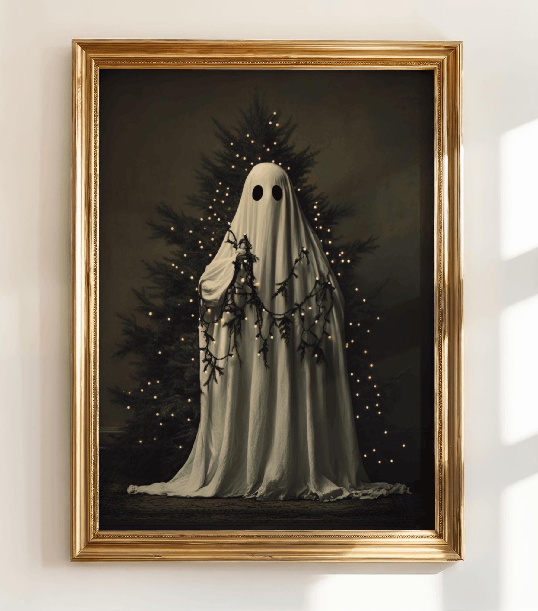 Spooky Christmas Ghost Art Print: Goth Holiday Decor (digital Download ...