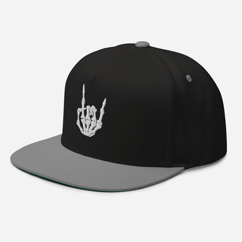 Rock & Roll Hand Hat Skeleton Hand Rock Music Flat Bill Cap, Heavy ...