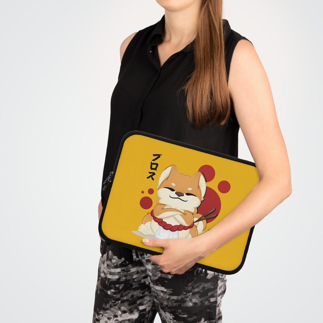 Kawaii Shiba Inu Laptop Sleeve, Japanese Ramen Dog Yellow Computer Case ...