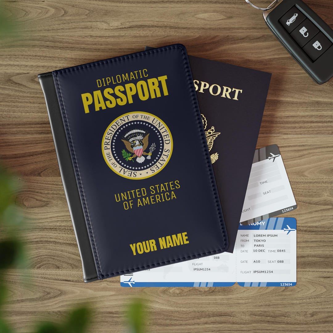 Custom US Diplomatic Passport Cover, Personalized Passport Holder ...