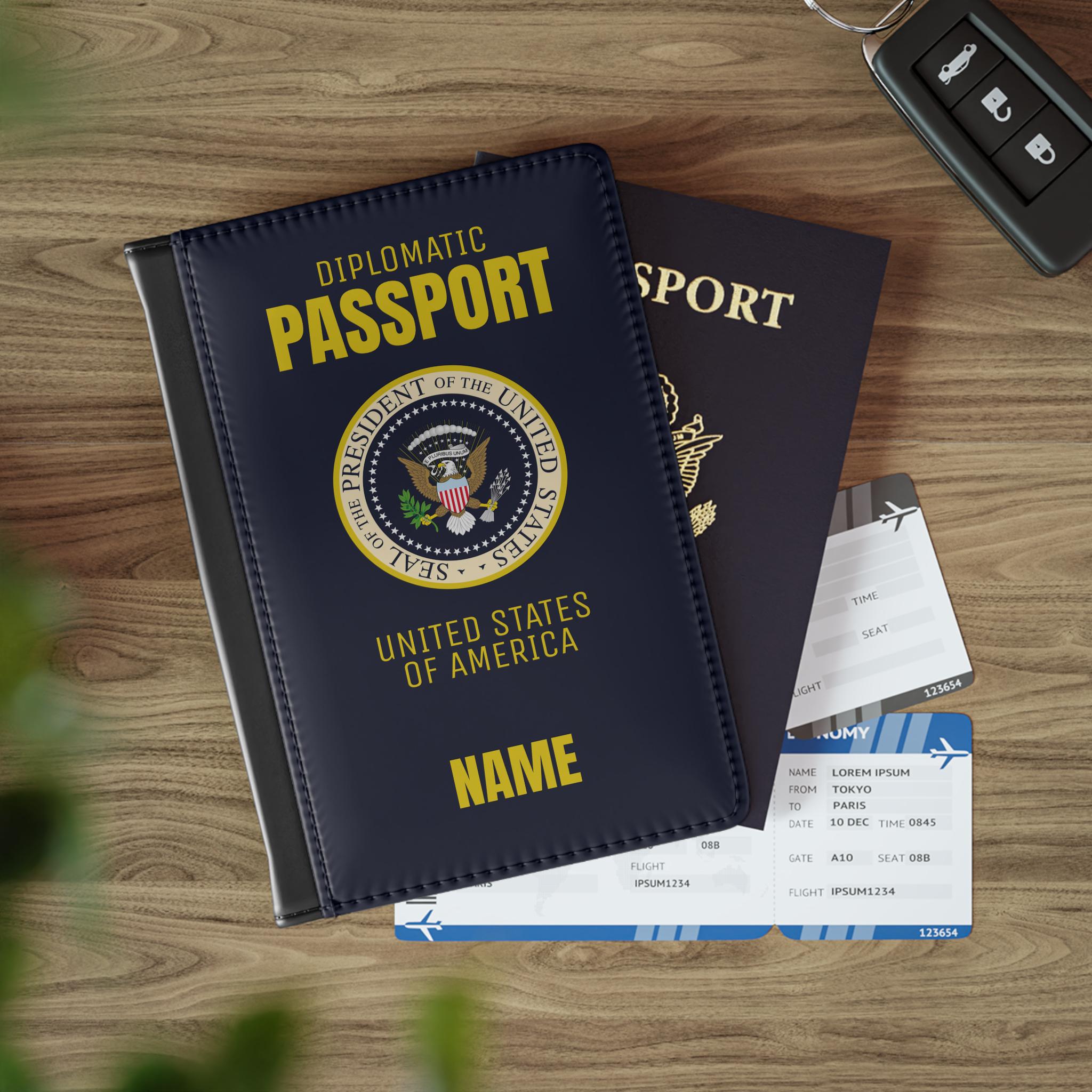 Custom US Diplomatic Passport Cover, Personalized Passport Holder, USA ...