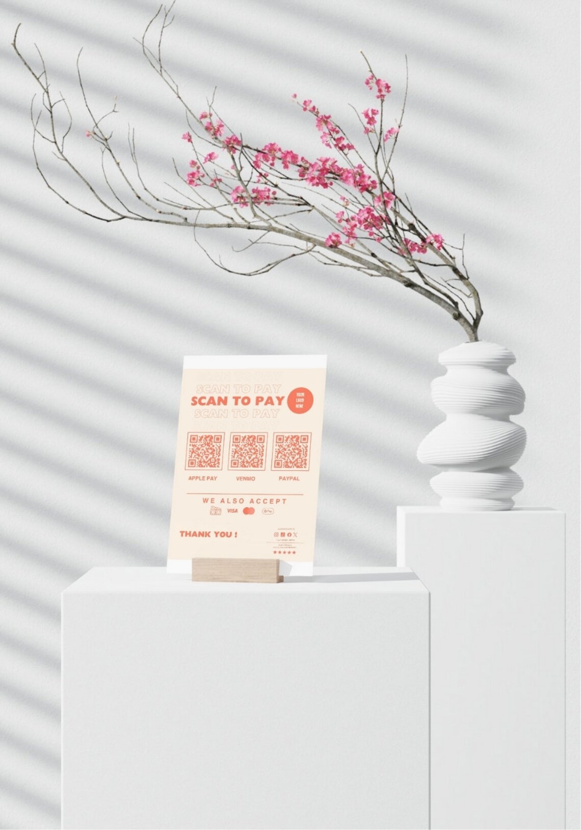 QR Code Sign for Small Business, Canva Template Editable Sign, Payment ...