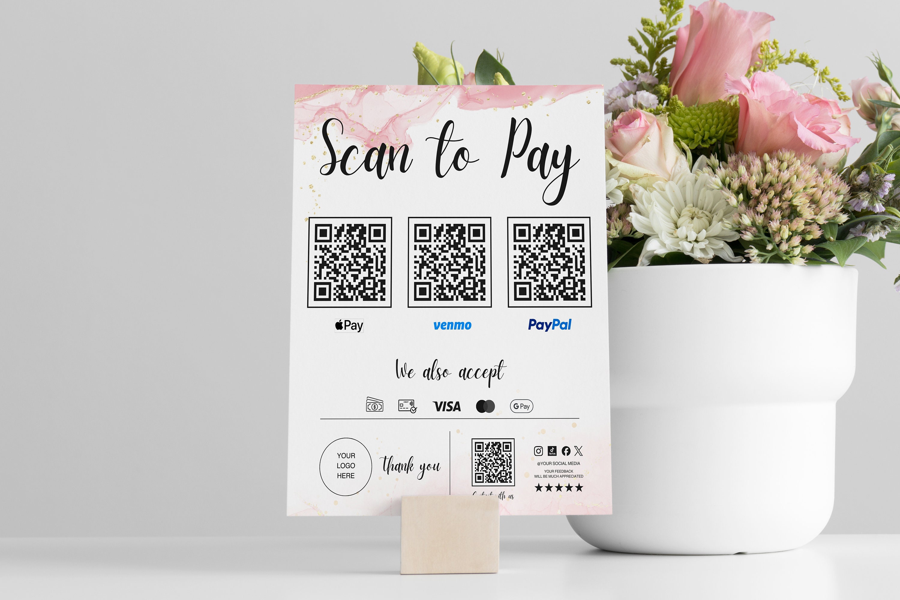 QR Code Sign for Small Business, Canva Template Editable Sign, Payment ...
