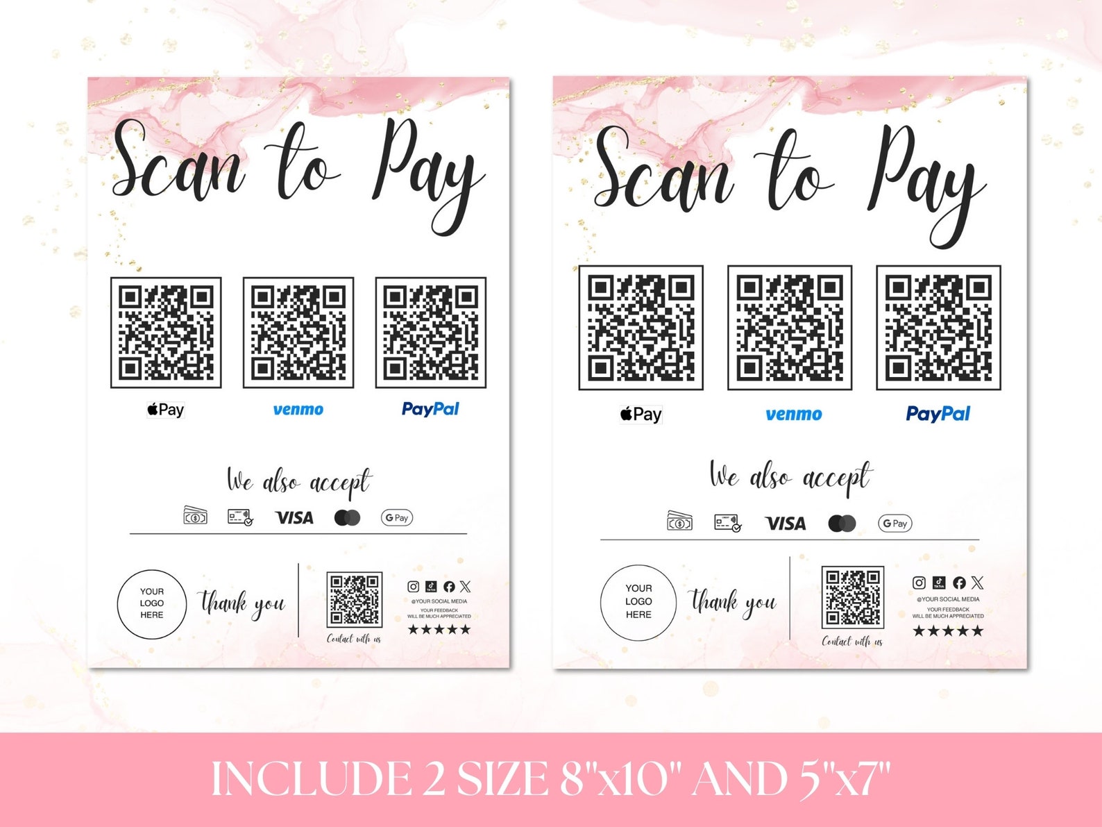 QR Code Sign for Small Business, Canva Template Editable Sign, Payment ...