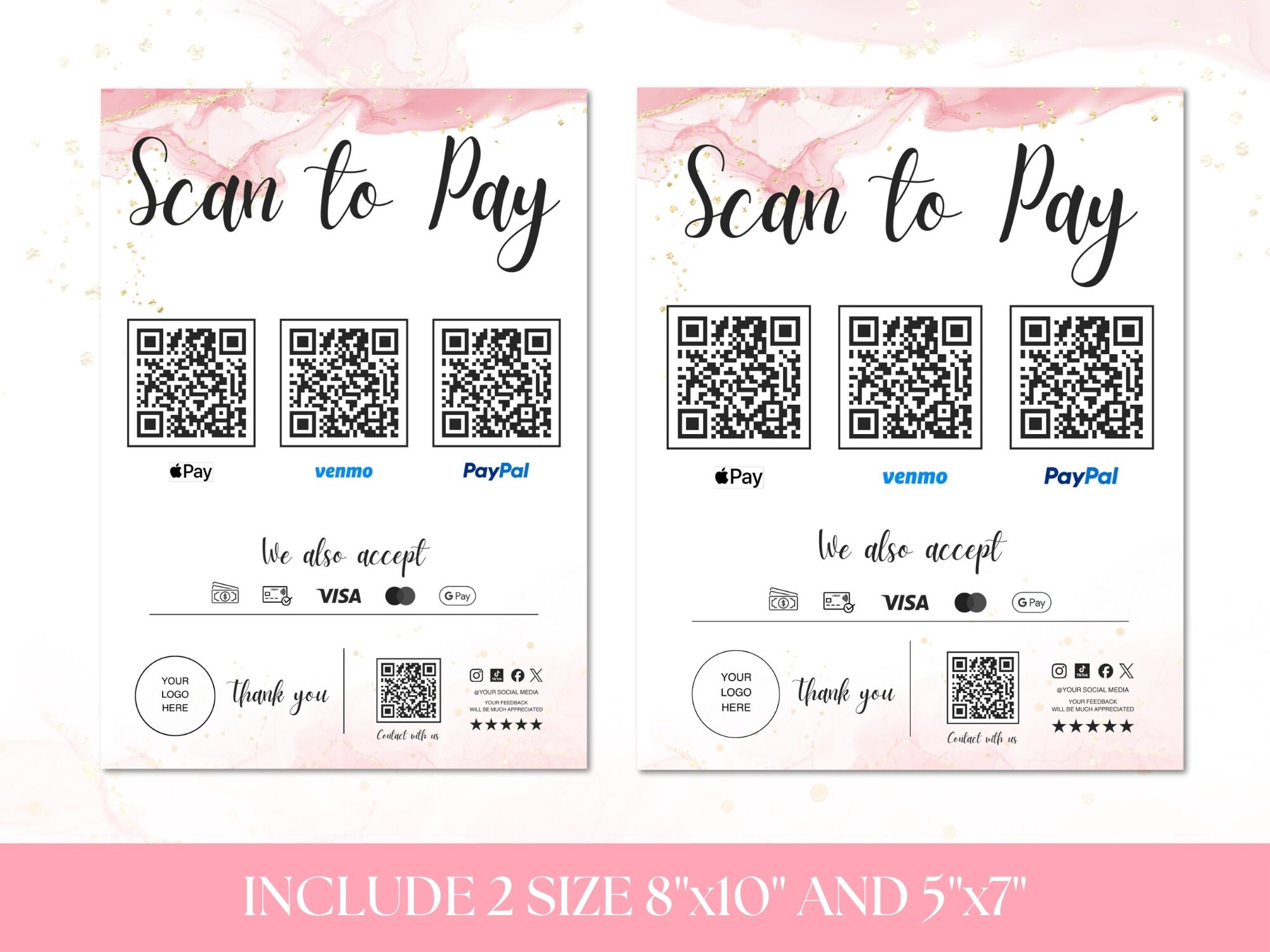 QR Code Sign for Small Business, Canva Template Editable Sign, Payment ...