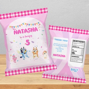 Pink Bluey Editable Party Bundle Supplies Template, Cutegirl Party ...