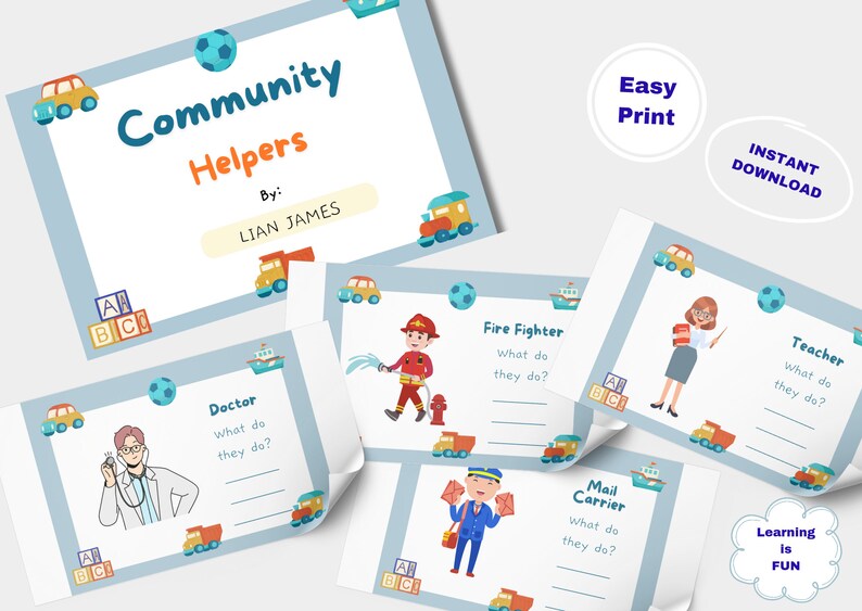 Community Helpers Activity Sheet for Preschoolers and Toddlers, 30 ...