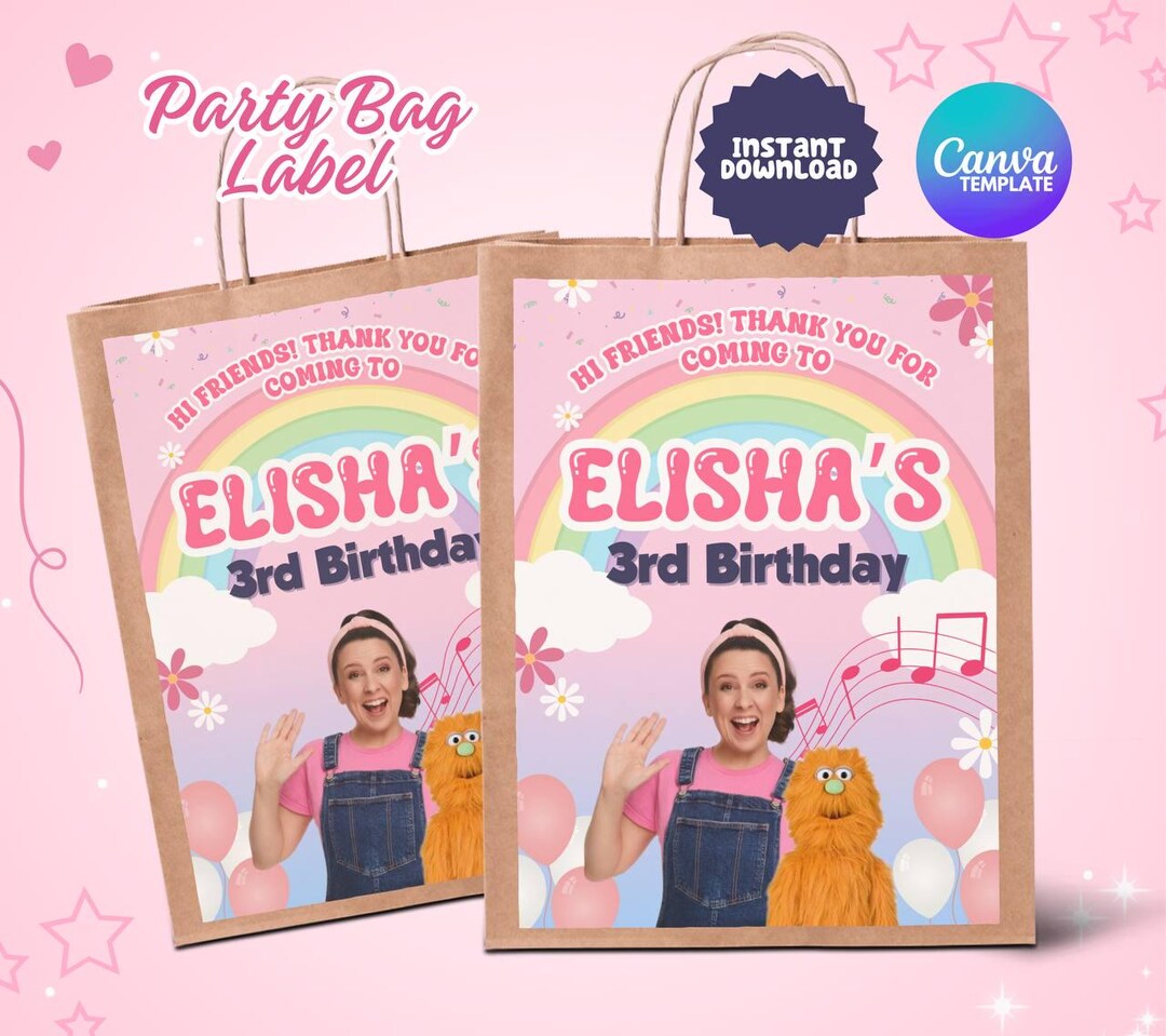 Ms Rachel Goodies Party Bag Label Editable Template - Etsy