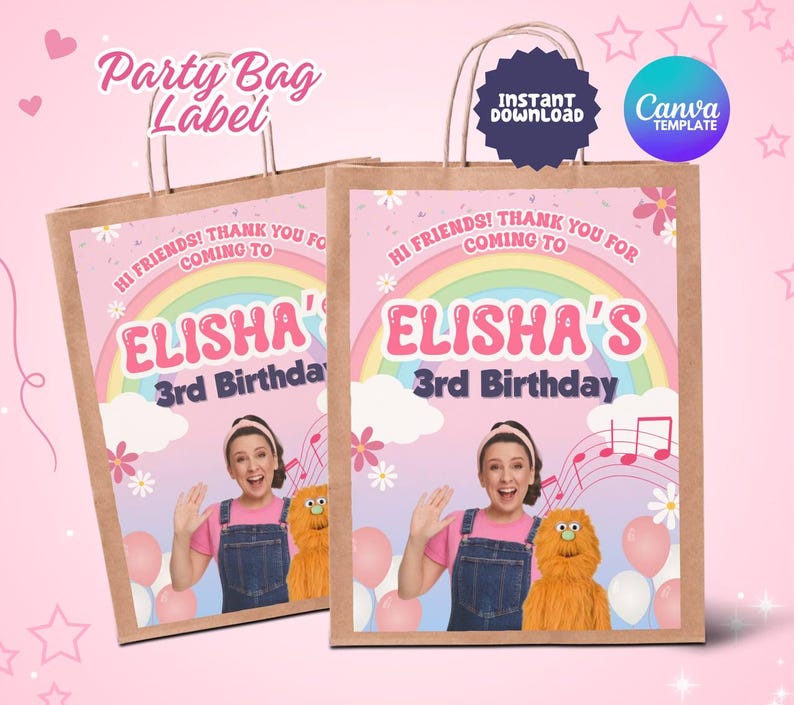Ms Rachel Goodies Party Bag Label Editable Template - Etsy