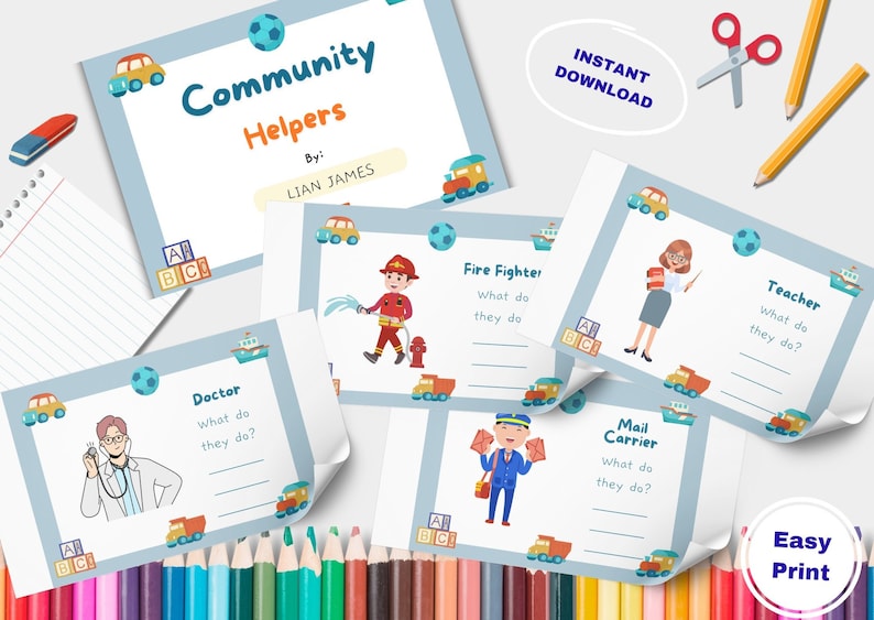 Community Helpers Activity Sheet for Preschoolers and Toddlers, 30 ...